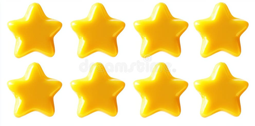 Yellow Glossy Star Floating in Different Angles in a 3D Illustration ...