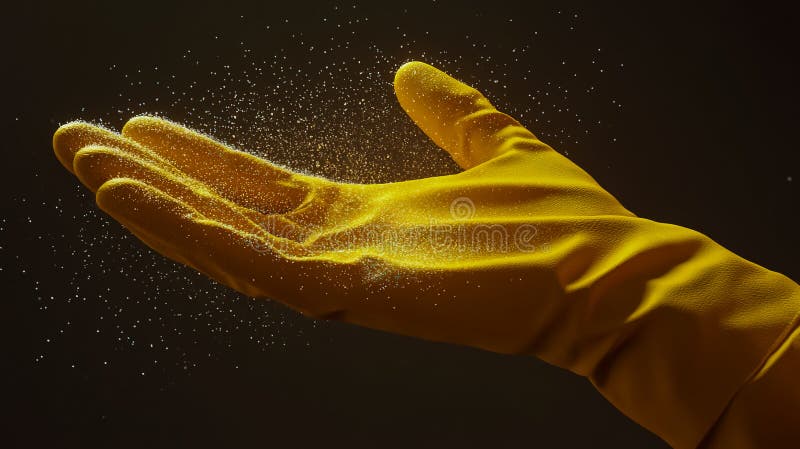 Yellow Glove Worn on a Hand Pointing Upward Stock Illustration ...