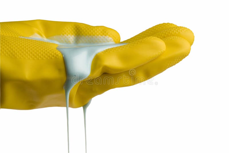 Yellow Gloves with Liquid Cleaning Soap Stock Image - Image of fingers ...