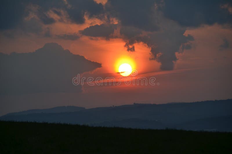 Sunrise in Sky with Yellow Glow FingerLakes NYS Stock Image - Image of ...