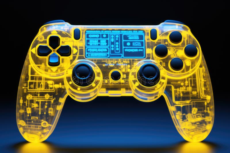 Yellow Glowing Gamepad or Joystick. Modern Gamepad for Video Games ...