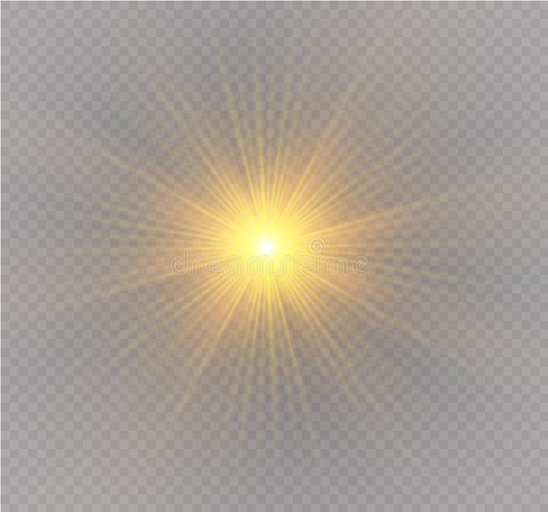 Yellow Glowing Light Burst Explosion on Transparent Background. Vector ...
