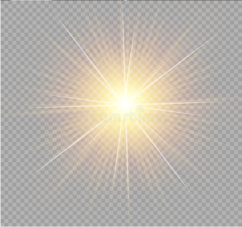 Yellow Glowing Light Burst Explosion on Transparent Background. Vector ...