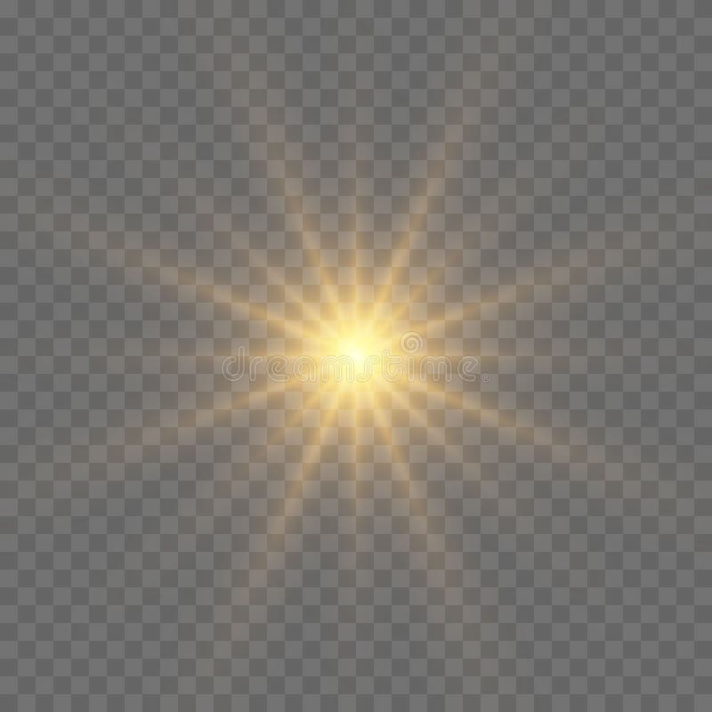 Yellow Glowing Light Explodes on a Transparent Background. Stock ...