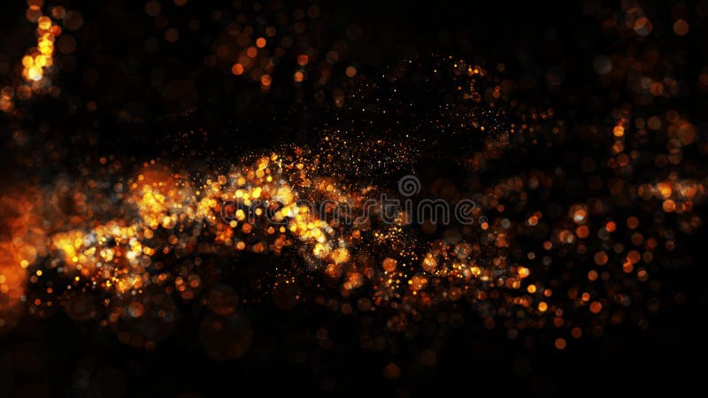 Yellow Glowing Particles Circles in the Air. Abstract Background with ...