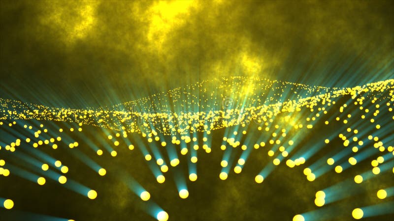 Yellow Glowing Particles Flying in Whirlwind. Red Bokeh Particle ...