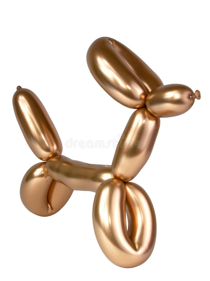 Yellow Gold Balloon Helium Dog Isolated on the White Stock Image ...