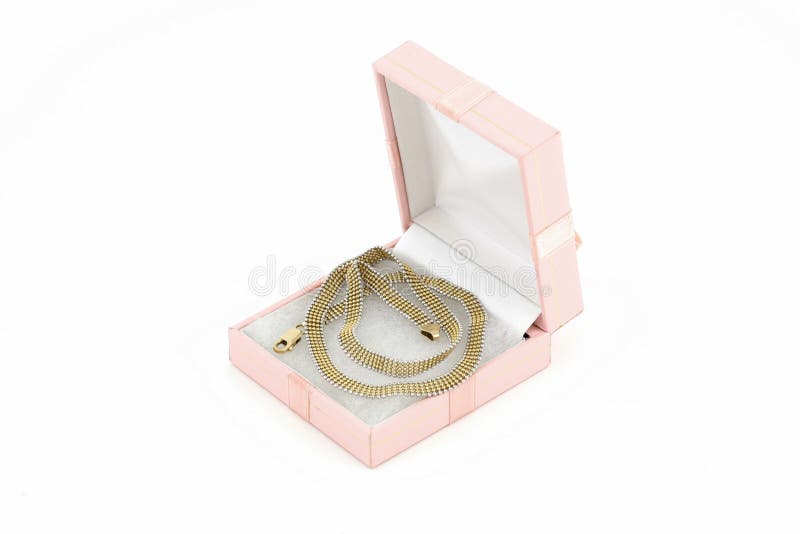 Yellow gold chain in box stock image. Image of forever - 166053405
