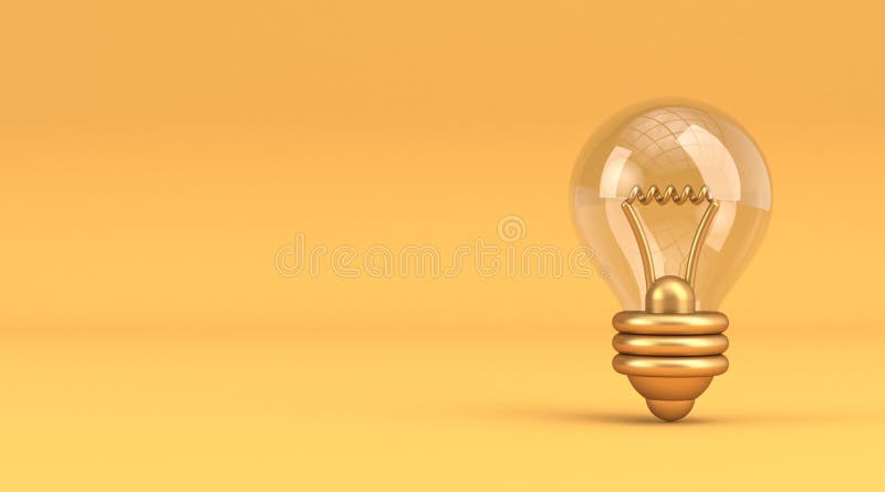 Yellow gold light bulb 3D stock illustration. Illustration of light ...