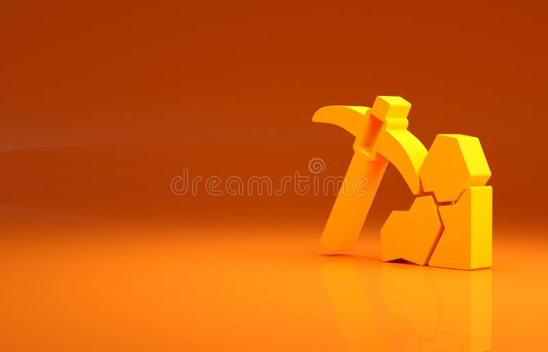 Yellow Gold Mining Icon Isolated on Orange Background. Minimalism ...