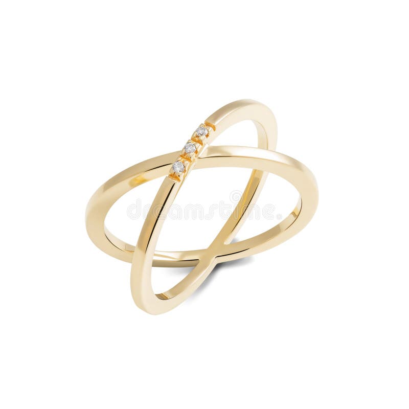 Yellow Gold Ring with Diamonds Isolated on White Background Stock Image ...