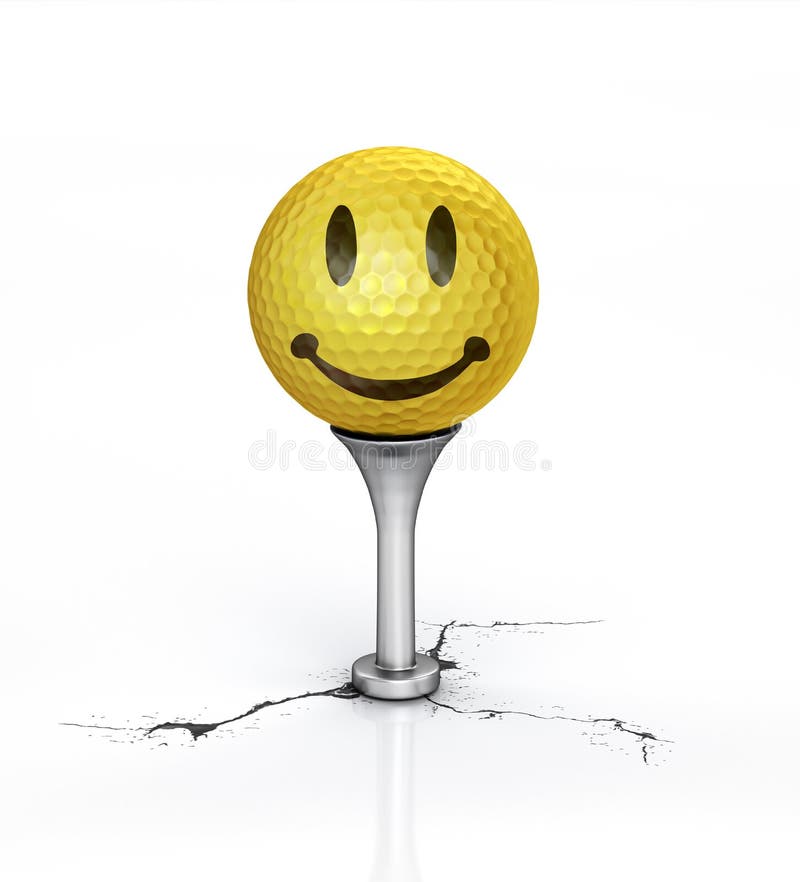 Yellow Golf Ball with Smile, on Tee. Stock Illustration - Illustration ...