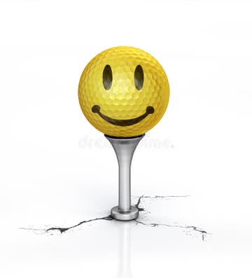 Yellow Golf Ball with Smile, on Tee. Stock Illustration - Illustration ...