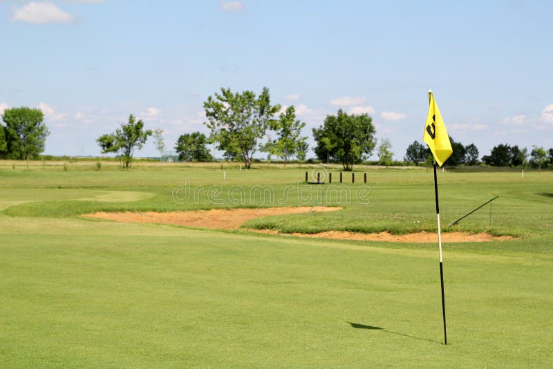Yellow golf flag stock image. Image of cloud, season - 25668409