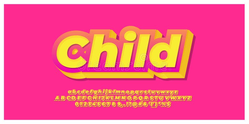 Yellow and Gradient Pink 3d Font Styles Design Templates Stock ...