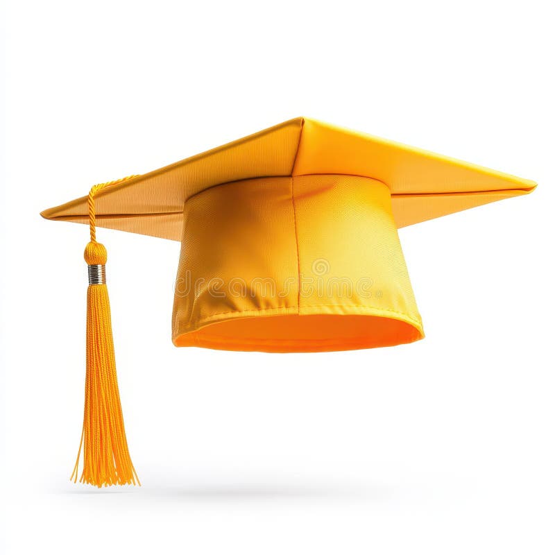 Yellow Graduation Hat Isolated on White Background Stock Illustration ...