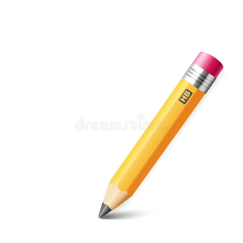 Yellow Graphite Pencil with Eraser for Drawing or Writing Text Stock ...