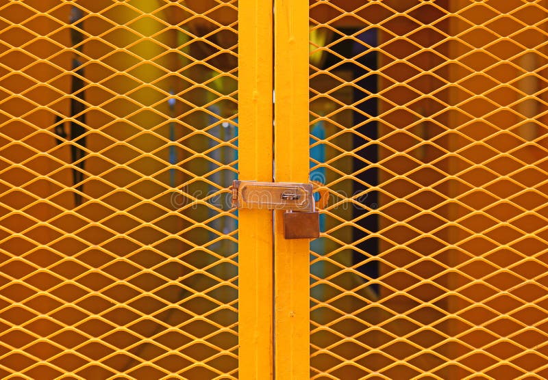 Yellow Grating Steel for Background Stock Photo - Image of lock ...