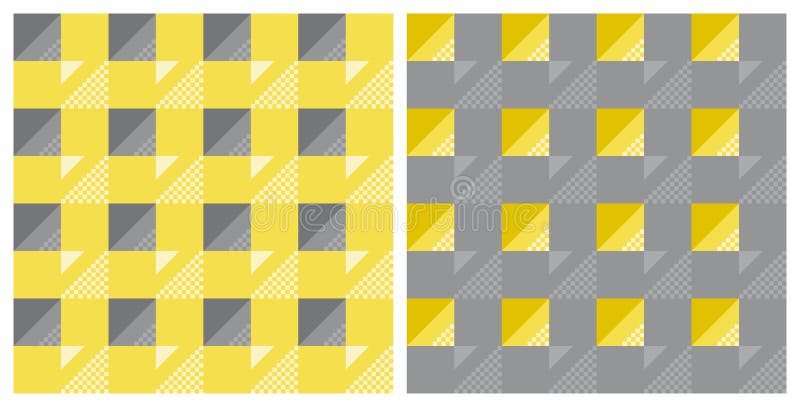 Yellow Gray Checkered Pattern Diagonal Pixel Dot Stock Vector ...
