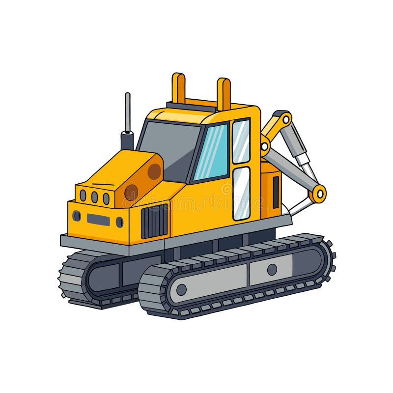 Yellow and Gray Construction Vehicle Cartoon Isolated Illustration ...