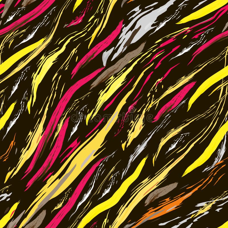 Yellow, Gray and Crimson Brushstroke on Black Background. Stock Vector ...