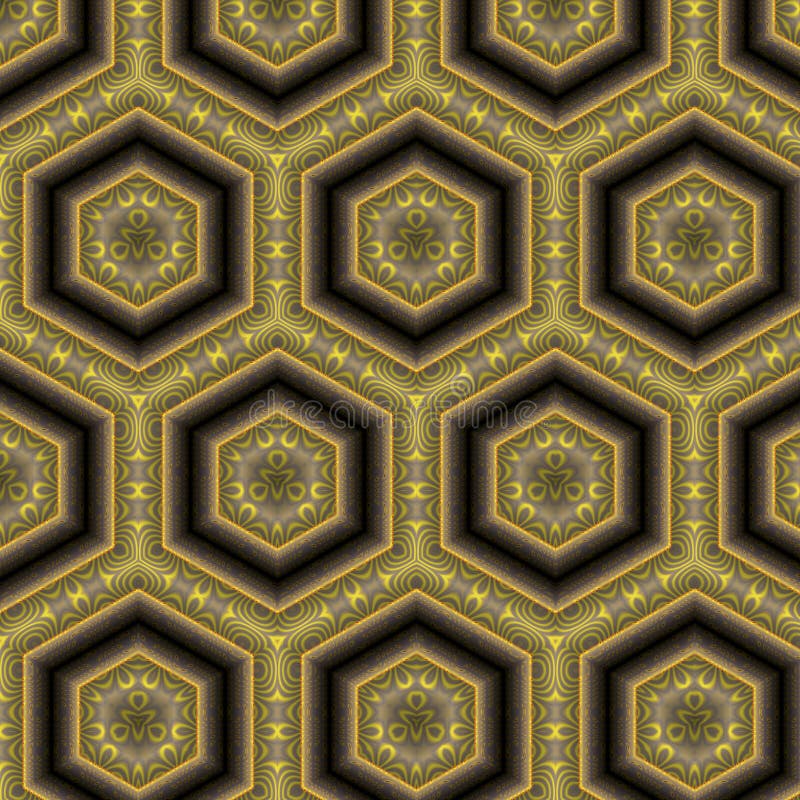 Yellow and Gray Hexagonal Tile Pattern Stock Illustration ...