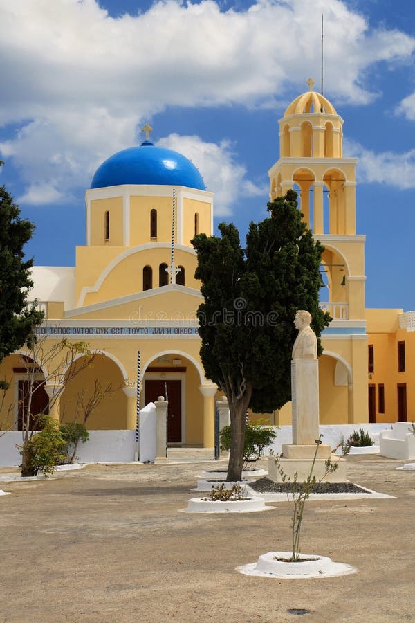 Yellow greek church stock photo. Image of christian, architecture ...