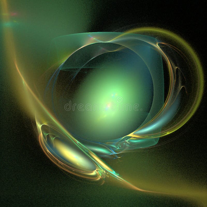 Yellow and Green Abstract Drawing on a Black Background, Color Digital ...