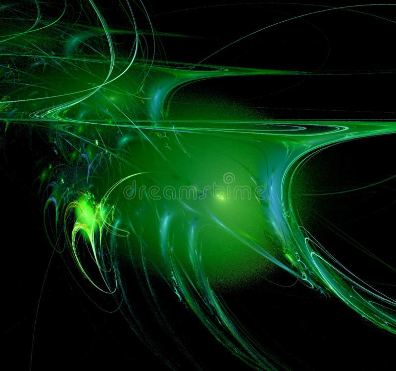 Yellow and Green Abstract Drawing on a Black Background, Color Digital ...