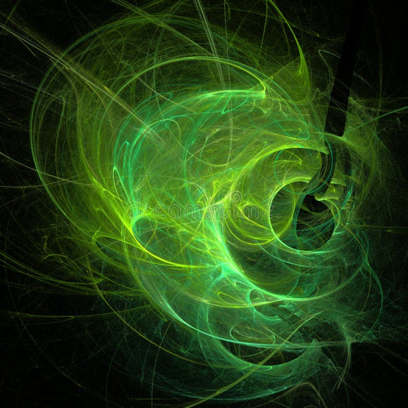 Yellow and Green Abstract Drawing on a Black Background, Color Digital ...