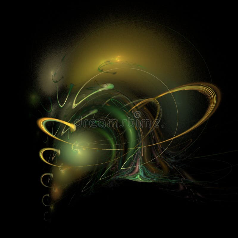 Yellow Green Abstract Element on Black Background, Digital Graphic ...