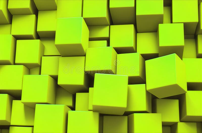 Yellow-green Abstract Geometric Background with Three-dimensional Solid ...