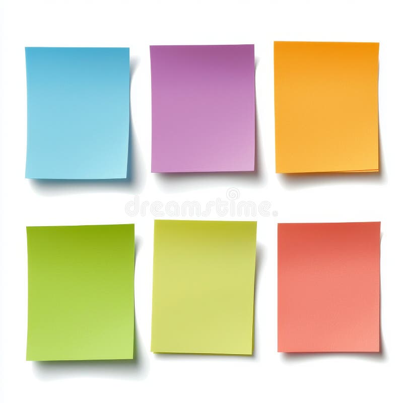 Yellow, Green, Blue, and Pink Sticky Notes with Transparent Backgrounds ...
