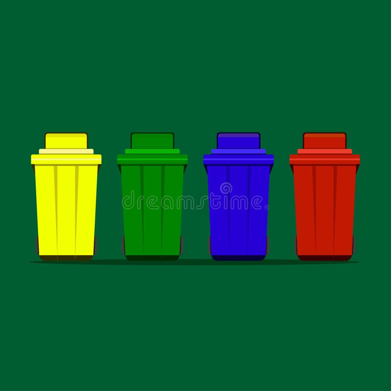 Yellow Green Blue Red Bin Recycle Symbol Isolated Vector Illustration ...