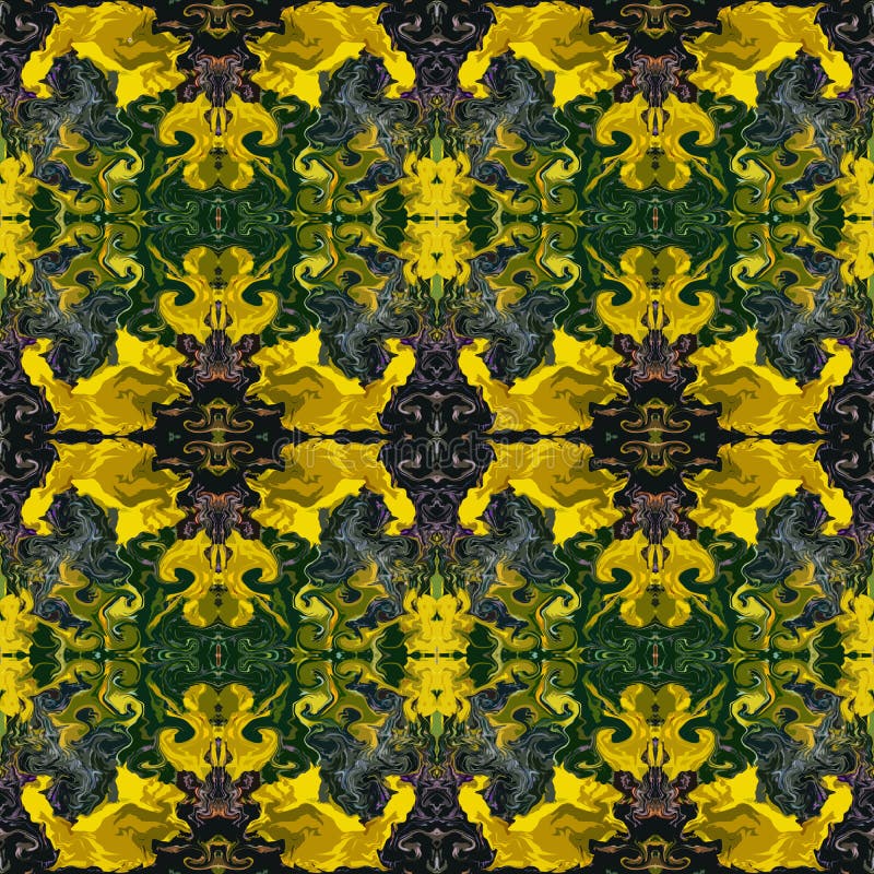 Yellow and Green Botanical Garden Intricate Seamless Pattern Stock ...