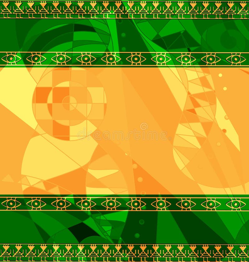 Yellow Green Colored Image of Frame with Abstract Figures Stock Vector ...