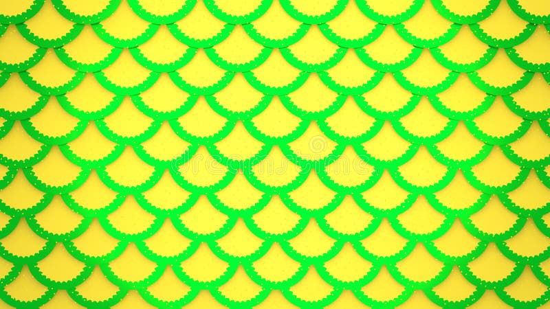 Yellow Green Fish Scales Bright Cells Pattern Marine Background 3D ...