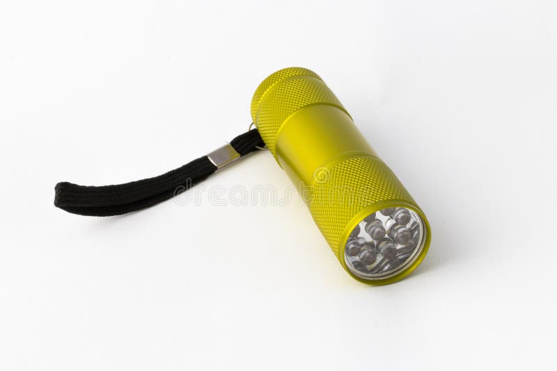 Aluminum Flashlight in Night Stock Photo - Image of lantern, battery ...