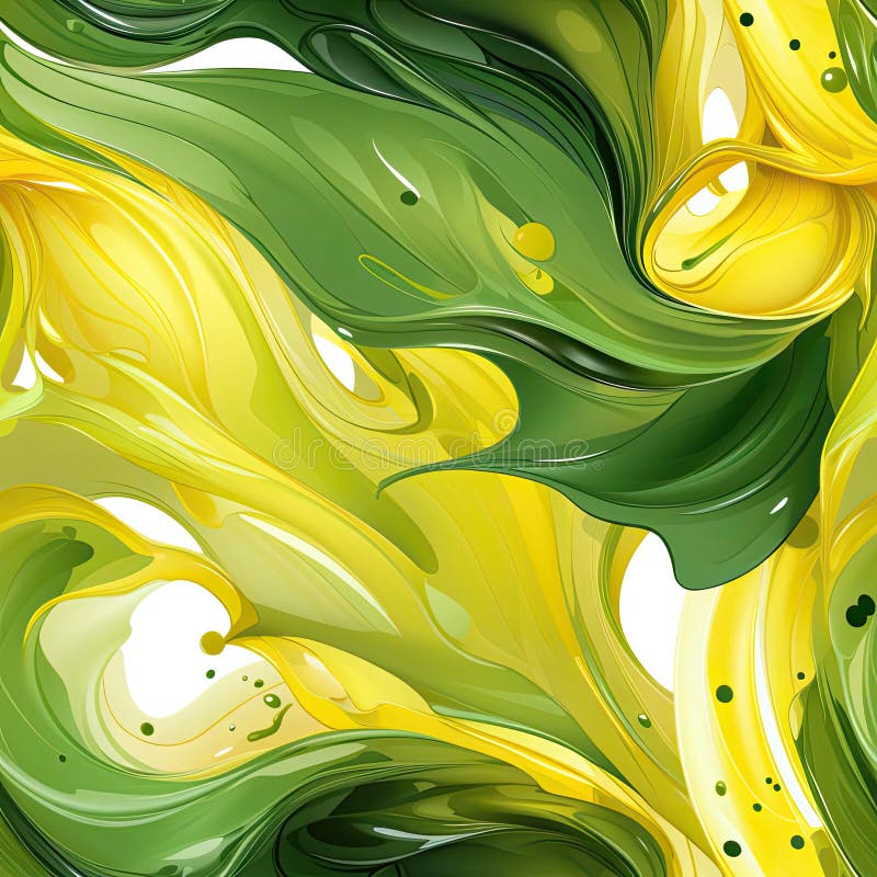 Yellow and Green Liquid Pattern of Swirls in Realistic Color Scheme ...