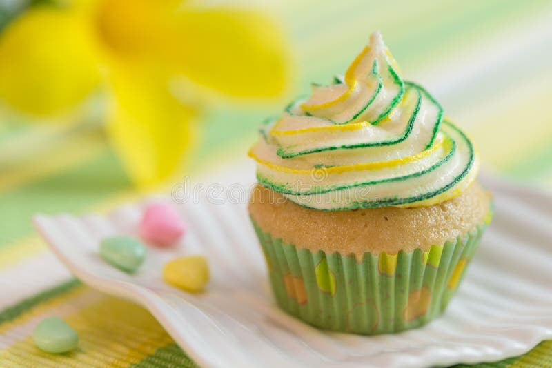 Yellow-green Motive Cupcake Stock Image - Image of baking, food: 30678355