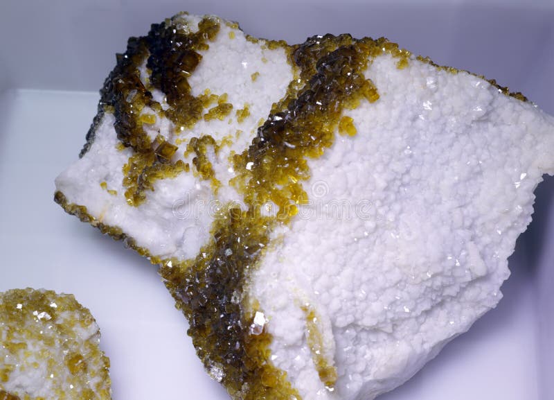 The Yellow-green Ore Attached To White Stone, Adobe Rgb Stock Photo ...