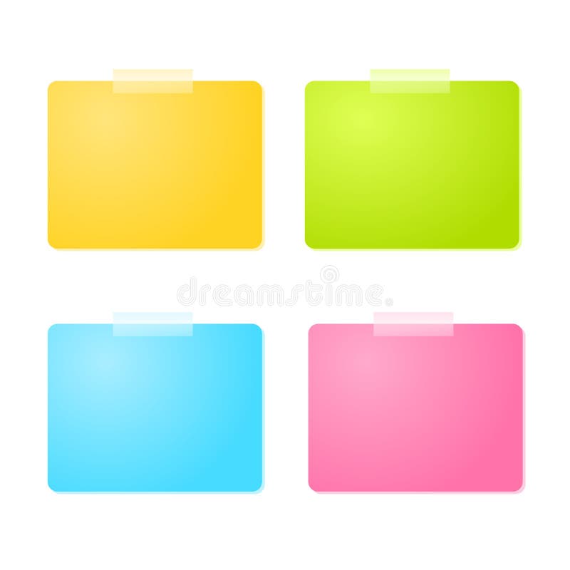 Yellow and Green Paper Notes Stock Illustration - Illustration of memo ...