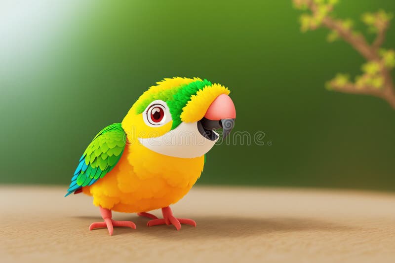 A Yellow and Green Parrot Standing on a Rock. Stock Image - Image of ...