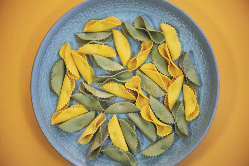 Yellow and Green Pasta with Spinach Color Stock Photo - Image of yellow ...
