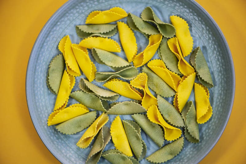 Yellow and Green Pasta with Spinach Color Stock Photo - Image of fruit ...
