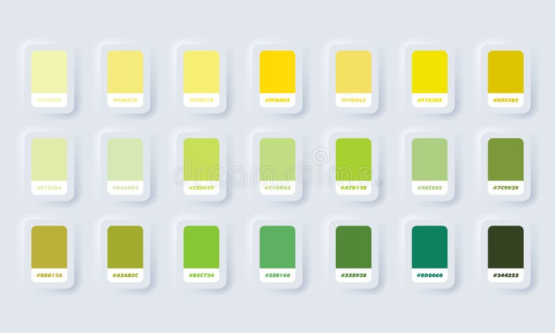Yellow and Green Pastel Colour Palette. Vector. Catalog Samples Green ...