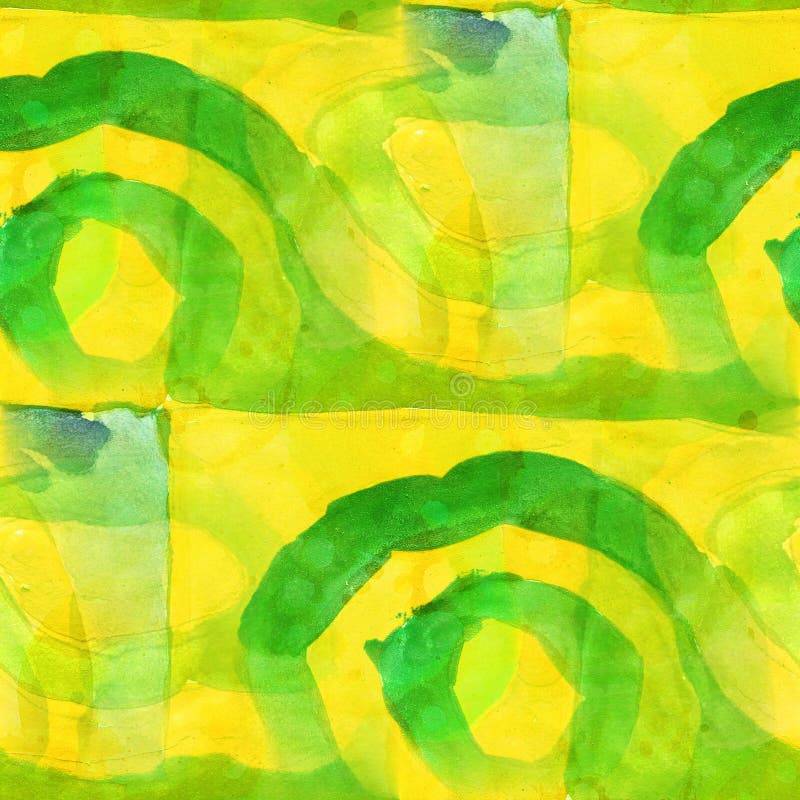 Yellow, Green Pattern Design Seamless Watercolor Stock Illustration ...