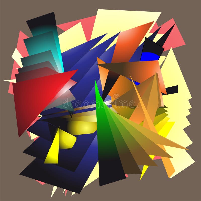 Yellow Green Red and Blue Triangles Intertwined Stock Illustration ...