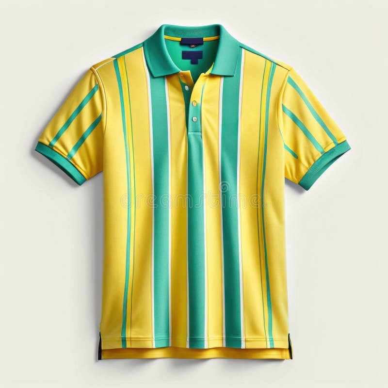 Yellow and Green Striped Polo Shirt. Stock Illustration - Illustration ...