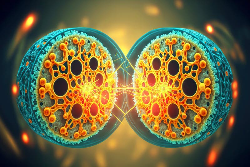 Yellow Green Visual Model of Cell Division Molecule Stock Illustration ...